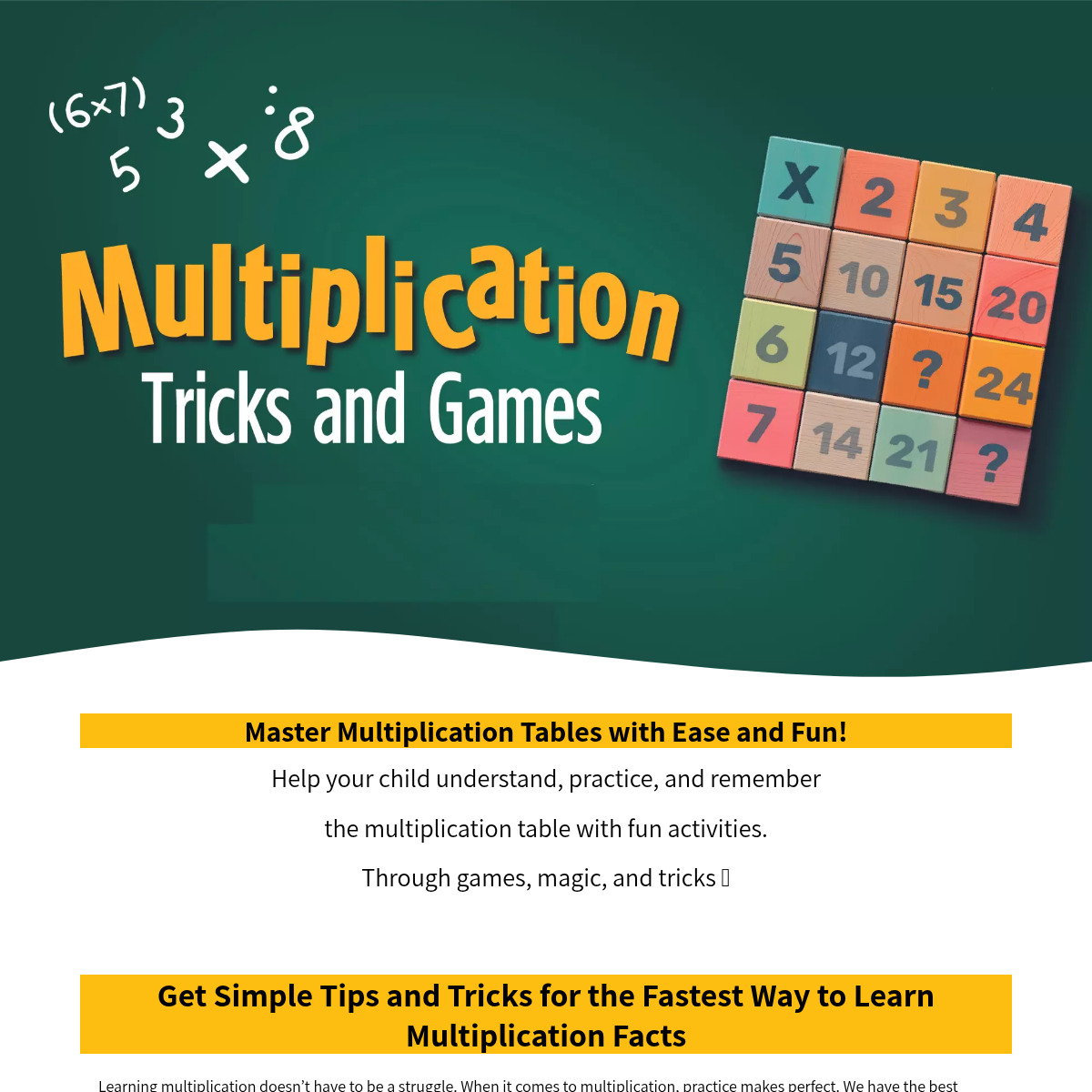 The multiplication table learning kit